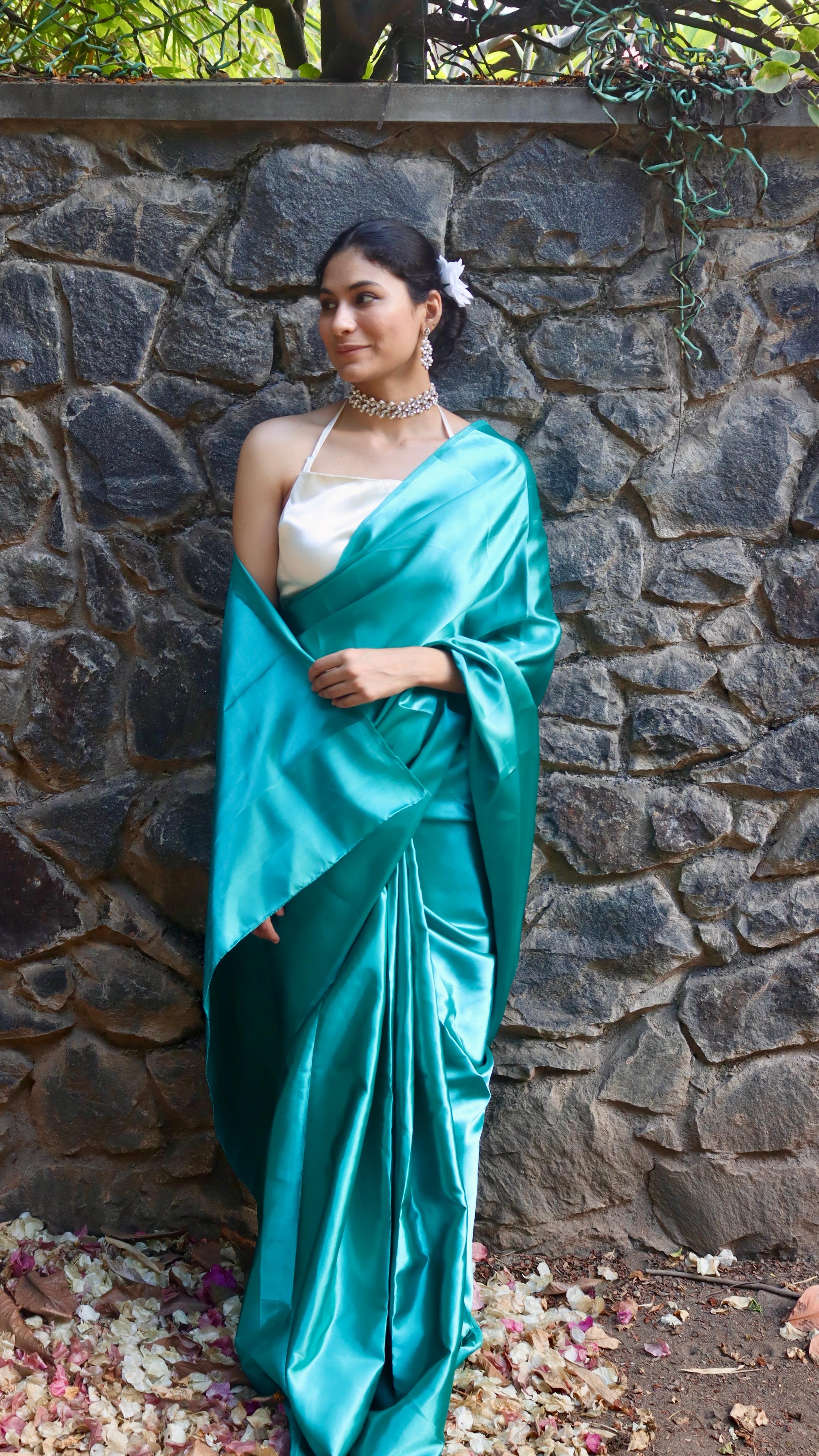 Satin Sarees Online – Elegant Pastel Satin Sarees | Label Anaira